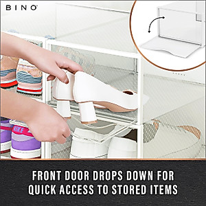 BINO 12-Pack Plastic Stackable Shoe Box Set - Clear | Foldable Shoe Storage Container | Sneaker Bins | Shoe Rack Box | Transparent | Portable Stacking Shoe Boxes Front Open