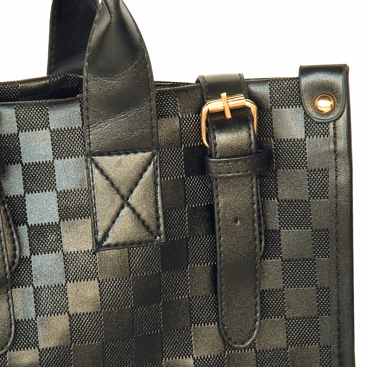 [Sentimental Beauty] Stylish Black Double Handle Leatherette Bag Handbag Purse