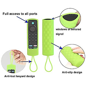 2 Pack Glow Remote Cover for Fire TV Stick 4K Max/3rd Gen/4K/(Lite/Cube 1st and 2nd Gen) Alexa Voice Remote 4K Max/3rd Gen 2021 Silicone Remote Cover Case Sleeve Skin Glow in The Dark - Green Blue