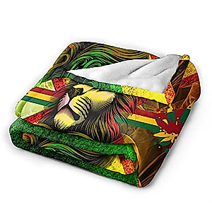 Socira Flannel Sherpa Blanket,Jamaican Flag King Rasta Lion Large Soft Bed Blanket,Cozy Thermal Fleece Throw Blanket for All-Season,Comfortable Sheets for Bedroom Living Room 60''X80''