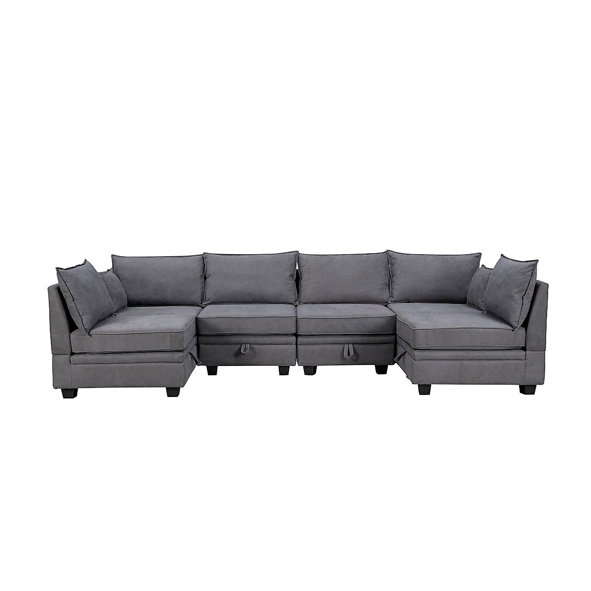 Merax U-Shape Large Modular Sectional, Convertible Sofa Bed with Reversible Chaise for Living Room, Dark Gray