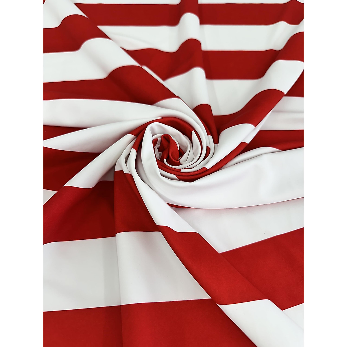 Stripe Print Premium Nylon Spandex Fabric - Ultra-Soft & Stretchy - Red and White - 4Way Stretch Fabric by The Yard - Perfect for Activewear and Swimsuit Fabric, and More -1 Yard - 58 Inch Width