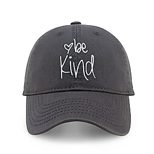 Be Kind Trendy Womens Baseball Cap Unisex Fashion Cotton Polo Style Fun Inspirational Saying Seasonal Outdoor Travel Headwear (Charcoal)