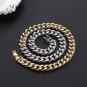 WOWORAMA Two Tone Gold Silver Cuban Link Necklace for Women Men 5mm Thick Chunky Curb Chain Choker Necklace, 18"