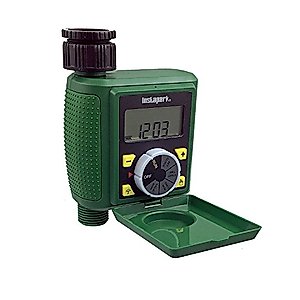 Instapark PWT-07 Outdoor Waterproof Digital Programmable Single Outlet Automatic On Off Water Faucet Hose Timer with Rain Delay and Manual Control