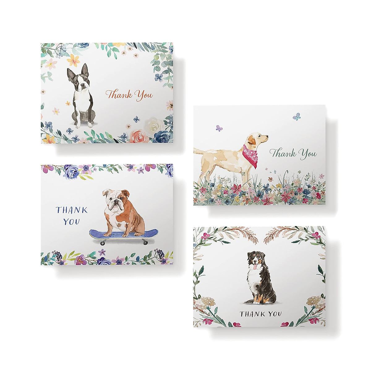 Twigs Paper Thank You Cards Dogs Design - 12 Assorted Dogs Thank You Cards with Envelopes - Made in USA Greeting Card - Eco Friendly Blank Cards and Envelopes - 5.5 x 4.25 Size Appreciation Cards