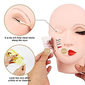 LASHVIEW Lash Mannequin Head, Practice Training Head,Make Up and Lash Extention,Cosmetology Doll Face Head,Soft-Touch Rubber Practice Head,Easy to Clean by Skincare Essential Oil.