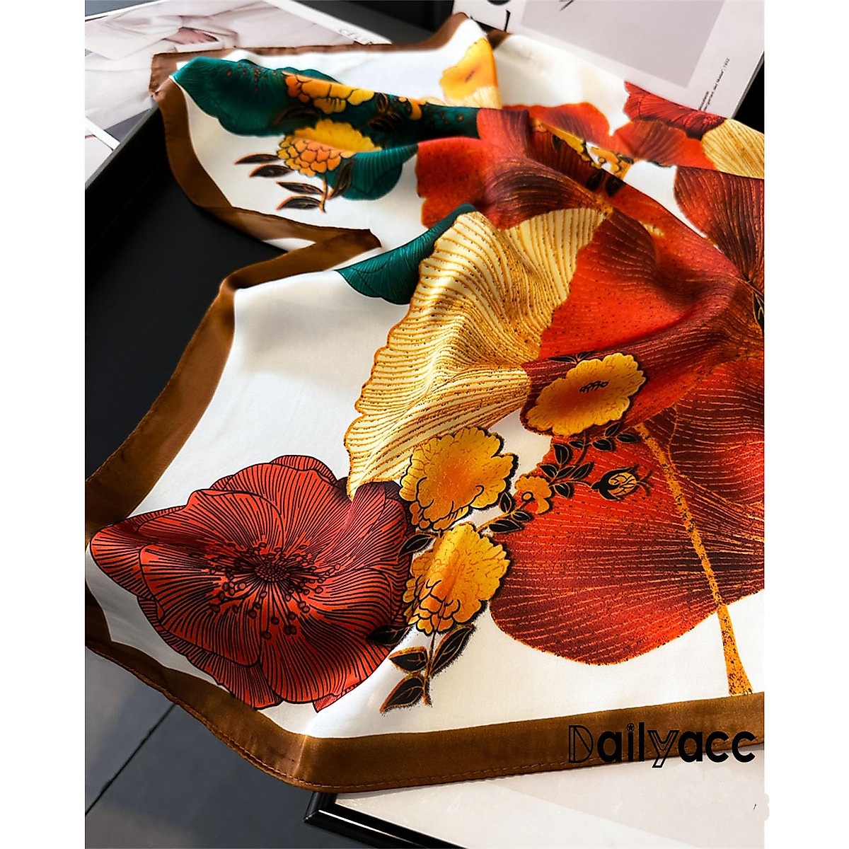 Dailyacc Hair Bandanas Scarf For Women Lightweight Fashion Neck Silk Satin Head Scarves For Sleeping Handbags Scarf