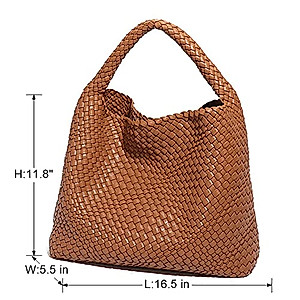 Leather Weave Purses For Women Fashion Shoulder Hobo Bags Woven Tote Handbag Top Handle Bucket Bags (Light Green)