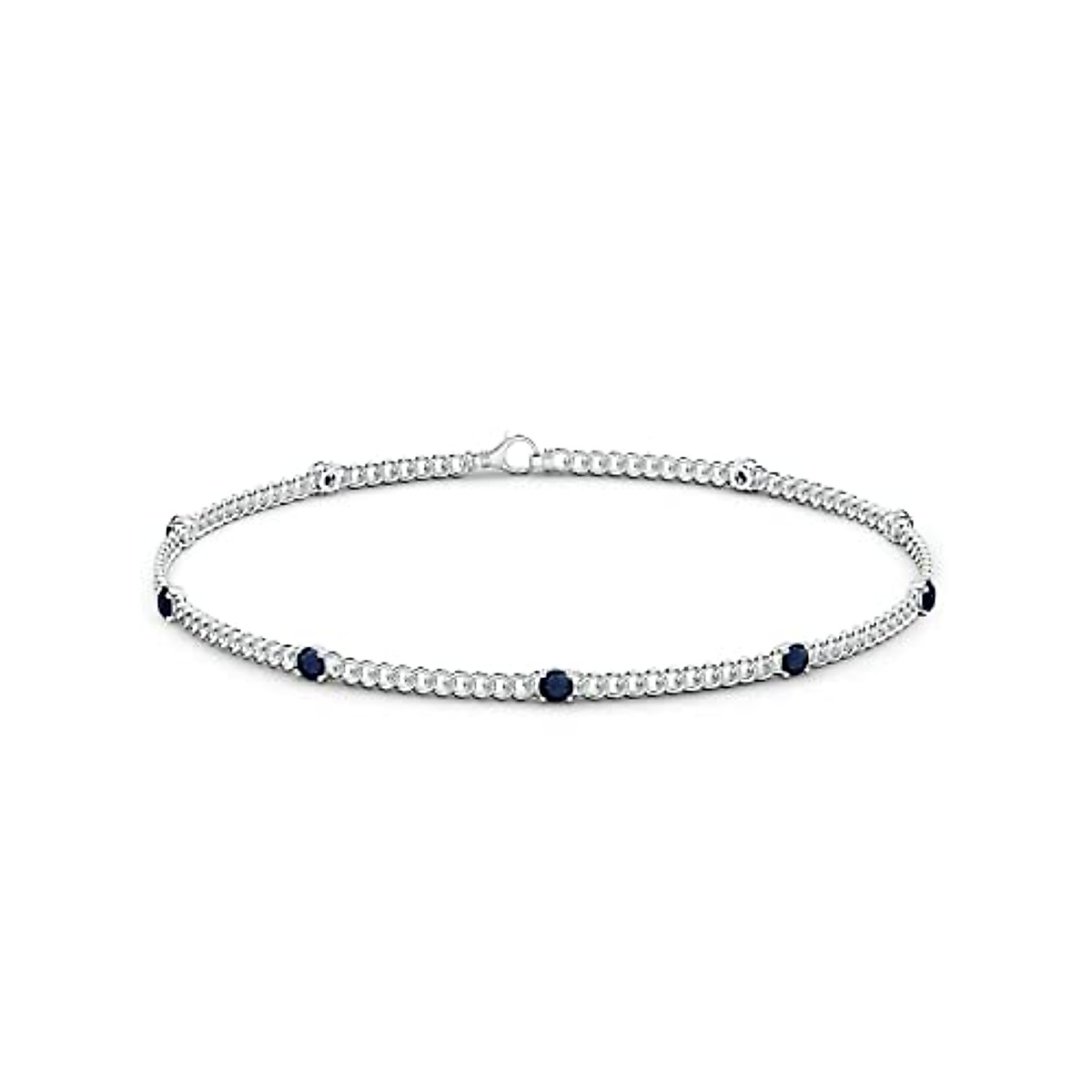 Angara Natural 0.63 Ct Blue Sapphire Stackables Bracelet for Women in 14K White Gold (Grade-A | Size-2.4mm) | September Birthstone, Birthday, Engagement, Anniversary Jewelry Gift For Women