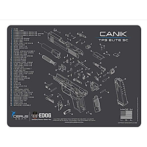 EDOG Range Warrior 27 Pc Gun Cleaning Kit - Compatible with Canik TP9 Elite SC - Schematic (Exploded View) Mat, Range Warrior Universal .22 9mm - .45 Kit & Tac Book Accessories Set