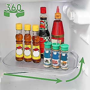 Square Lazy Susan for Refrigerator, ANTAND Rectangle Lazy Susan Organizer Turntable for Cabinet Clear Rectangular Lazy Susan Kitchen Organizer for Refrigerator Pantry Kitchen Countertop Vanity Display