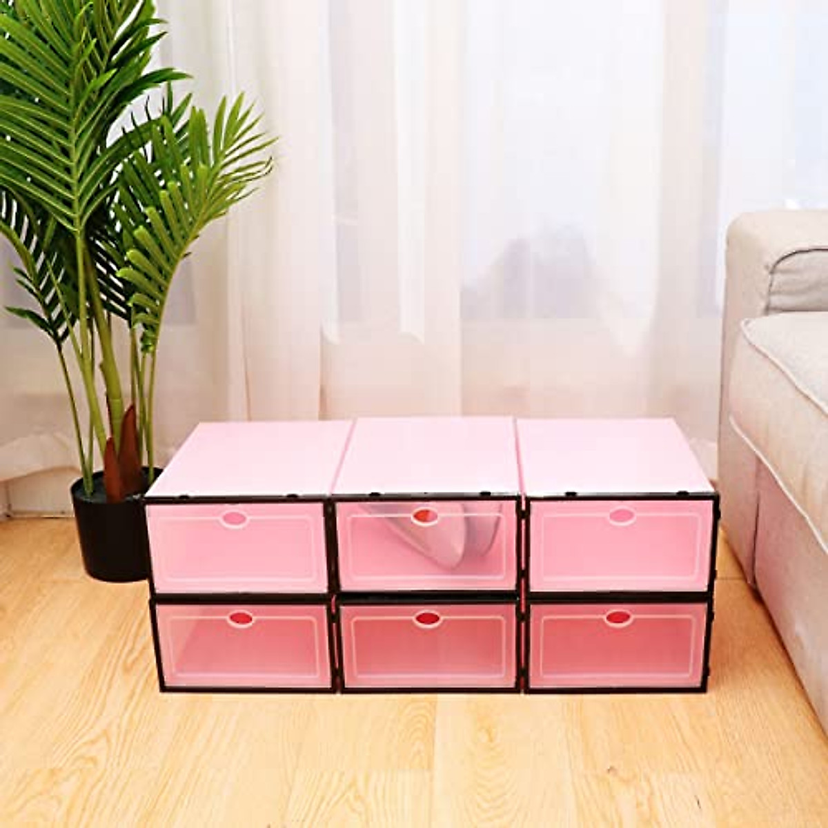Zerodeko 6pcs Box Shoe Cabinet for Entryway Shoe Display Case Closet Shoe Holder Entryway Shoe Cabinet Clear Shoe Organizer Sneaker Storage Bins Men and Women Multifunction Showcase