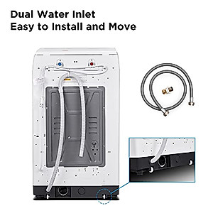 Smileader Portable Washing Machine, 2.0 Cu.Ft. Compact Washer with Fast Cleaning System, 8 Automatic Washing Programs, LED Display, for RV, Apartment, Kitchen, Glacier White