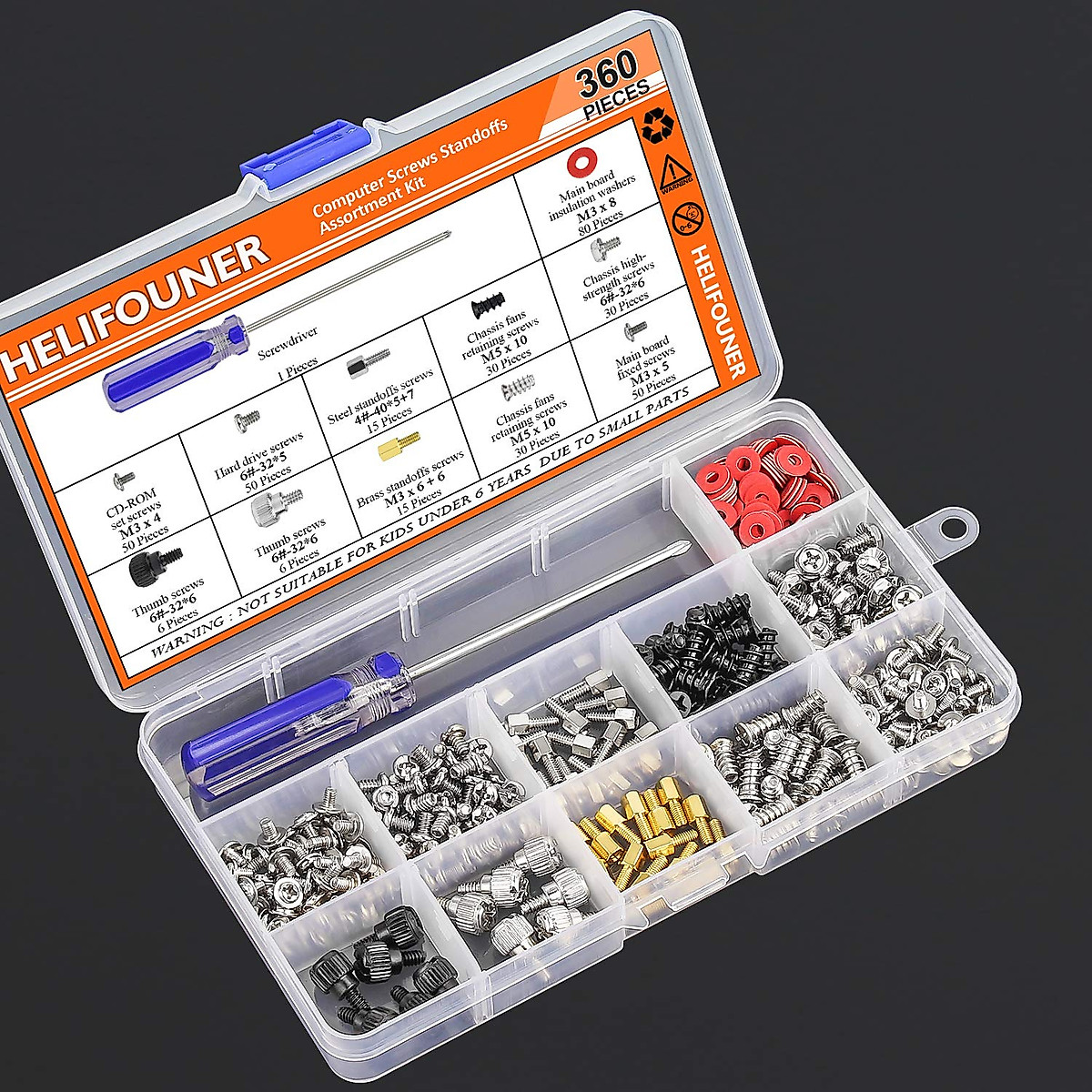 HELIFOUNER 360 Pieces Computer Standoffs Screws Assortment Kit with a Screwdriver