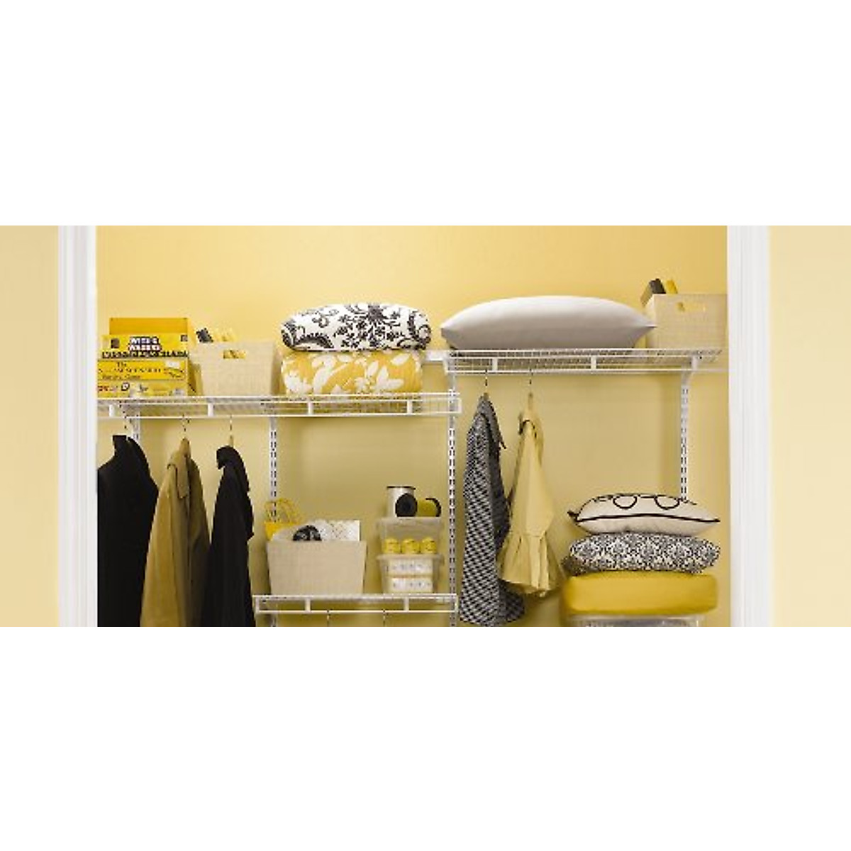 Rubbermaid FastTrack Multi-Purpose Closet Shelving Kit, White, Adjustable, Pantry Storage/Organization for your Clothes/Shoes/Food/Cleaning Supplies