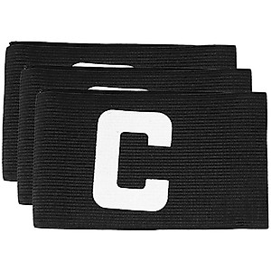 Cabilock 3pcs Soccer Captain Armband Football Captain Bands Team Leader Armband Elastic Basketball Player Arm Bands for Youth Adults Black
