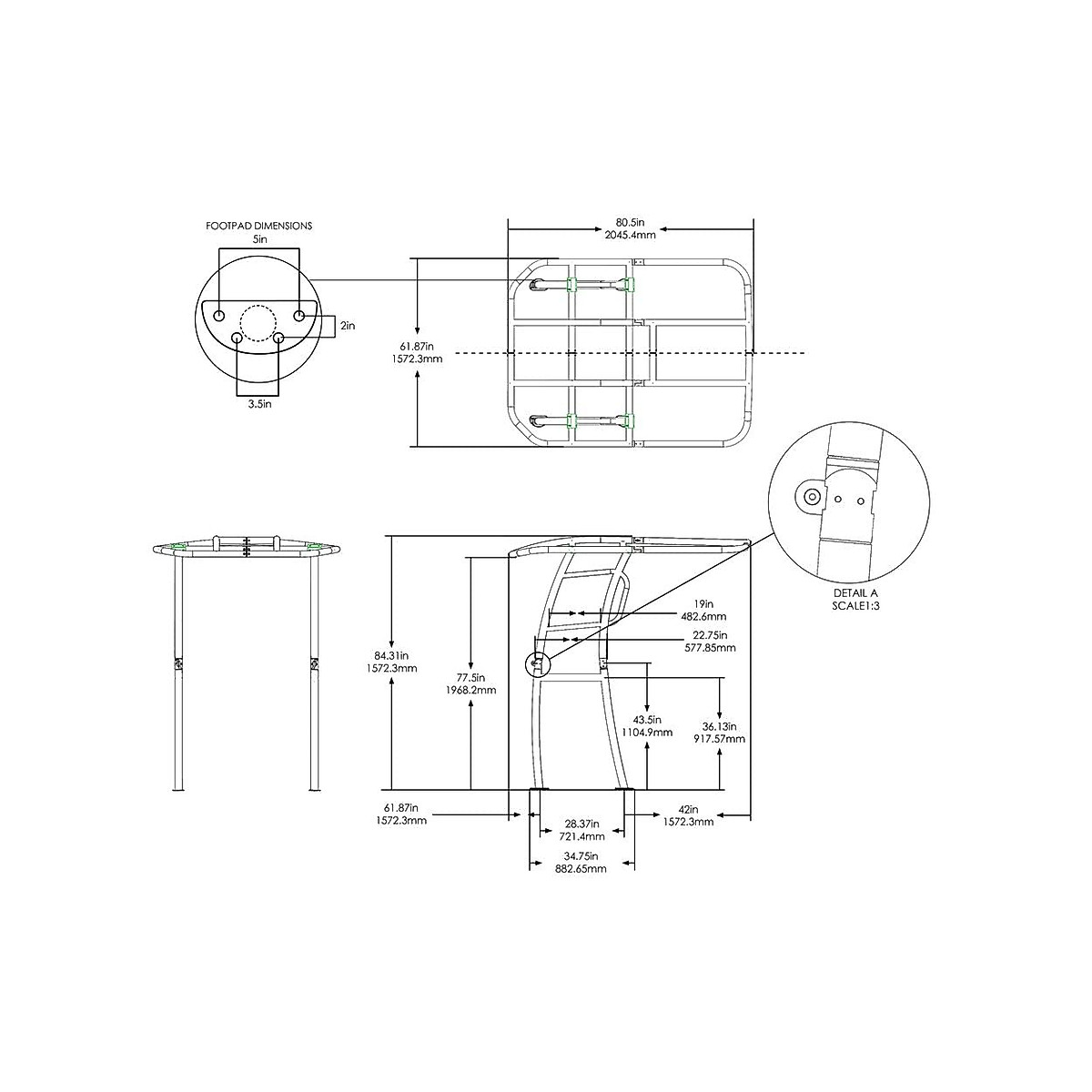 Fishmaster Pro Series Boat T-Top for Center Console Fishing Boats - Universal Fit - Polished and Anodized - Blue Top