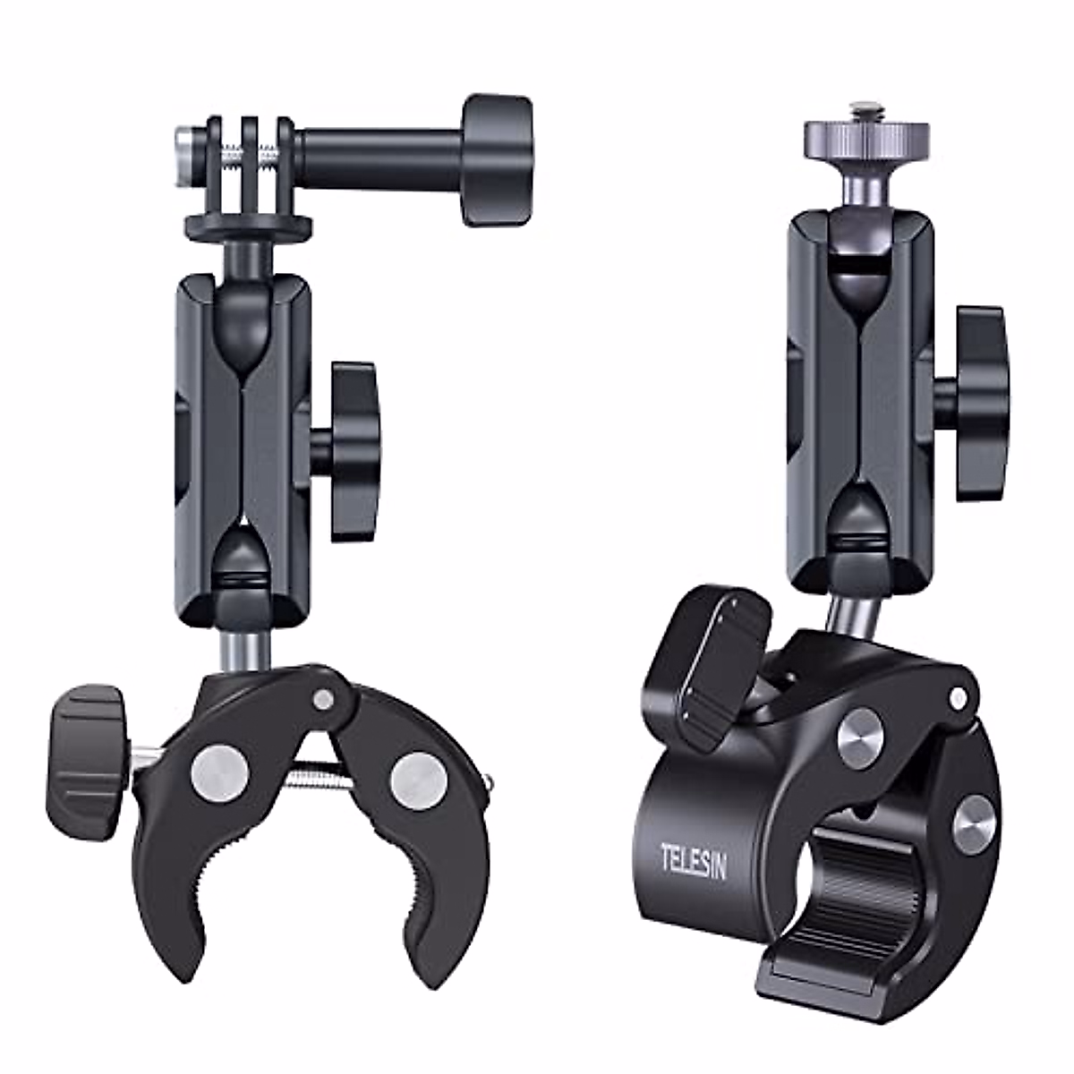 TELESIN Handlebar Clamp Mount with Flexible 360 Ball Head Bike Bicycle Motorcycle Boat Vehicle Tree Tube Extension Mounting Attachment for GoPro Insta360 DJI Action LED Light Vlog Video Accessories