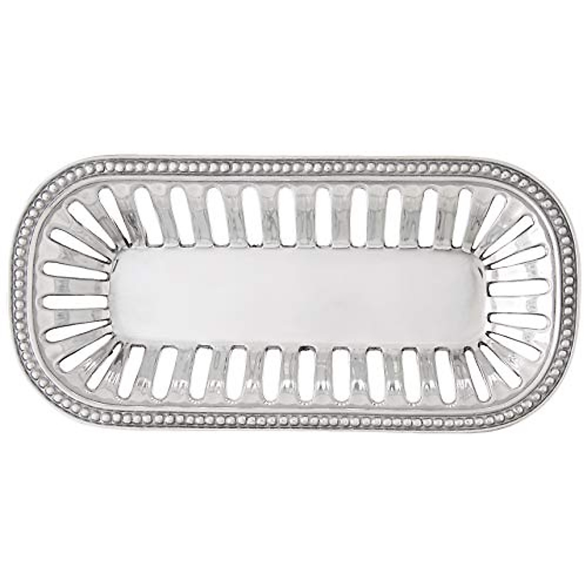 Wilton Armetale Flutes and Pearls Bread Serving Basket, 15-Inch-by-7.25-Inch Silver 15" x 7.25"