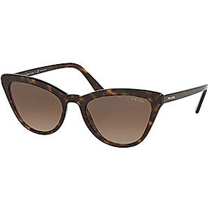 Prada Catwalk PR 01VS 2AU6S1 Havana Plastic Cat-Eye Sunglasses Brown Gradient Lens