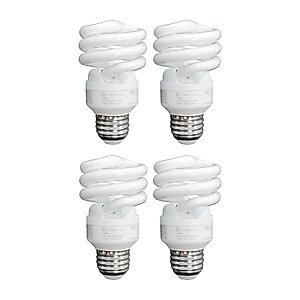 Xtricity Compact Fluorescent Light Bulbs T2 Spiral, E26 Base, 13W (60W Equivalent), 5000k Daylight, 900 Lumens, CFL, 120V - UL Listed, (4 Pack)