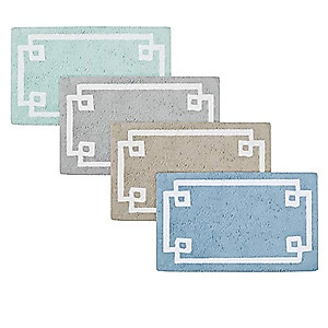 Madison Park Evan Cotton Tufted Washable Bath Mat , Luxury Solid Bathroom Rugs , 20" x 30" , Grey