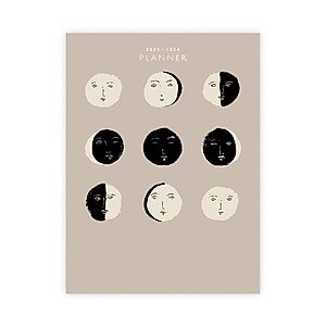Legacy Moon Faces Tan 8 x 6 Paper 2023-2024 Seedlings Soft Cover On The Go Planner