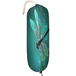 Animal Dragonfly Plastic Bag Holder, Glass Polka Dot Grocery Bag Storage Holder Hanging Garbage Shopping Bag Trash Bags Organizer for Kitchen Home