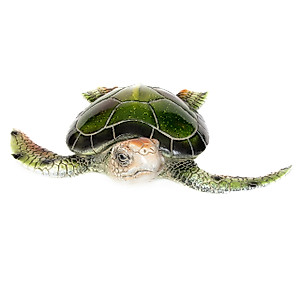 Corner Merchant Sea Turtle Statue Garden Decor Tabletop Display and Wall Hanging Sea Turtle Sculpture Measures 16 in x 15 in (Green)