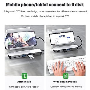 USB C Hub, VR robot 6 in 1 USB C to HDMI Adapter Splitter with Type-C PD Charging Port, 2 USB Ports, SD/TF Card Reader, 4K HDMI Video,USB Dongle Docking Station, Compatible with PC Laptop, Mac Pro