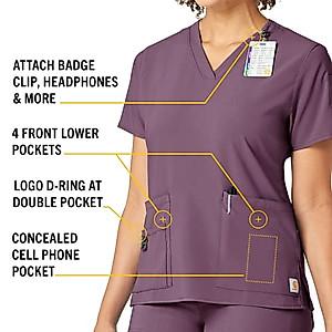 Carhartt Force Cross-Flex Women’s V-Neck Tech Top — Amethyst, X-Large