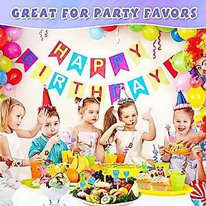 24 Reusable Jungle Animal Straws, Meetory Plastic Party Drinking Straws,Curly Crazy Straws with 20 Fruit Forks for Party Favor Kids Truck Decorations Birthday Supplies Gift, 12 Styles