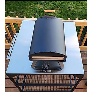 HWGckct Three-Shelf Movable Stainless Steel & Steel Outdoor Dining Cart Table Pizza Oven Protable Grill and Heavy Duty Grill Cart Outdoor Table