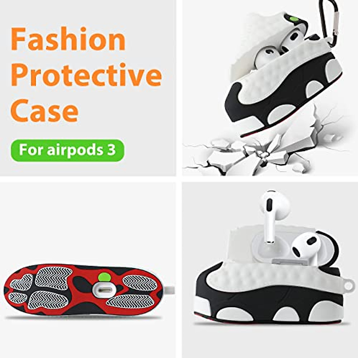Oqplog for AirPod 3 3rd Generation Case Luxury for Air Pods 3 (2021) Cases Cover Hypebeast Funny Design Fun 3D Cute Trendy Unique Fancy Fashion Soft Silicone for Men Boys Girls Teen (White Shoes)