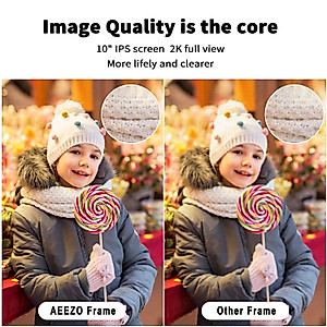 AEEZO WiFi Digital Picture Frame 10 Inch IPS Touch Screen FHD 2K Display Smart Cloud Photo Frame with 16GB Storage, Easy Setup to Share Photos & Videos, Auto-Rotate Frame (White)