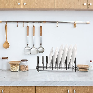 [Pack of 2] Pan Lid Organizer, Pan Organizer for Kitchen Inside Cabinet, Lid organizer for the pots and pans, Plates Holder Organizer for the Lid, Dish, Baking Pan, Chopping Board on Countertop (Black)