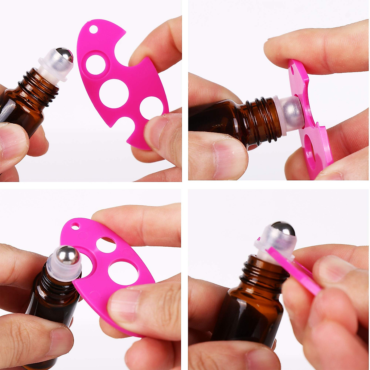 inice 24 Pack Amber Galss Roller Bottles for Aromatherapy Essential Oils,10ml Roll On Bottles with Stainless Steel Roller Balls Metal Cap