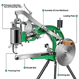 𝐒𝐡𝐨𝐞 𝐑𝐞𝐩𝐚𝐢𝐫 𝐌𝐚𝐜𝐡𝐢𝐧𝐞 Handheld Leather Sewing Cobbler Stitching Industrial Heavy Duty Maquina de Coser Manual Nylon Line for Upsolery Zippers Coats Bags Clothes Quilts Trousers Belt DIY