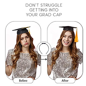 Graduation Cap Headband,Gradcapband Secures Your Graduation Cap. Grad Cap Headband,Don't Change Your Hair. Upgrade Your Cap Black,Cap Headband Insert,Fixed Graduation Cap