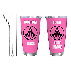 Custom 20OZ Tumblers, Customized Insulated Tumbler with Straw Lid for Heat Water Iced Drinking Coffee, Design by Your Own Drinking Tumbler with Image Text, Customize Gifts for Couple Friend