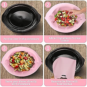 3 Pack Slow Cooker Liners Leakproof Newly upgraded, Easy Clean Crock Pot Liners Reusable Silicone bag liners Fit 6-8 Quarts Oval or Round Pot