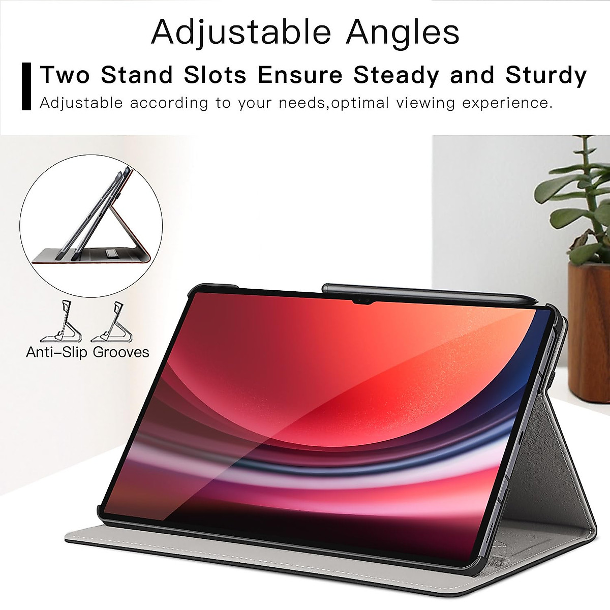 ZtotopCases for Samsung Galaxy Tab S10 Ultra 2024/S9 Ultra 2023/S8 Ultra 2022 Case,14.6" Premium PU Leather Cover with S Pen Holder,Pocket/Multi-Angles for Tablet S10 /S9/S8 Ultra Tablet, Black