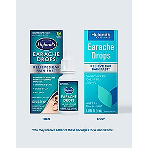 Hyland's Earache Drops, Natural Relief of Cold & Flu, White, 0.33 Fl Oz