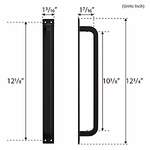 SMARTSTANDARD 12” Antique Rustic Handmade Barn Door Handles, Black Flush Long Base Handle Pull, for Gate, Shed, Garage