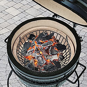 Porcelain Steel Charcoal Ash Basket Fits for Large Big Green Egg Grill, Kamado Joe Classic, Pit Boss, Louisiana Grills, Primo Kamado Grill and Large Grill Dome