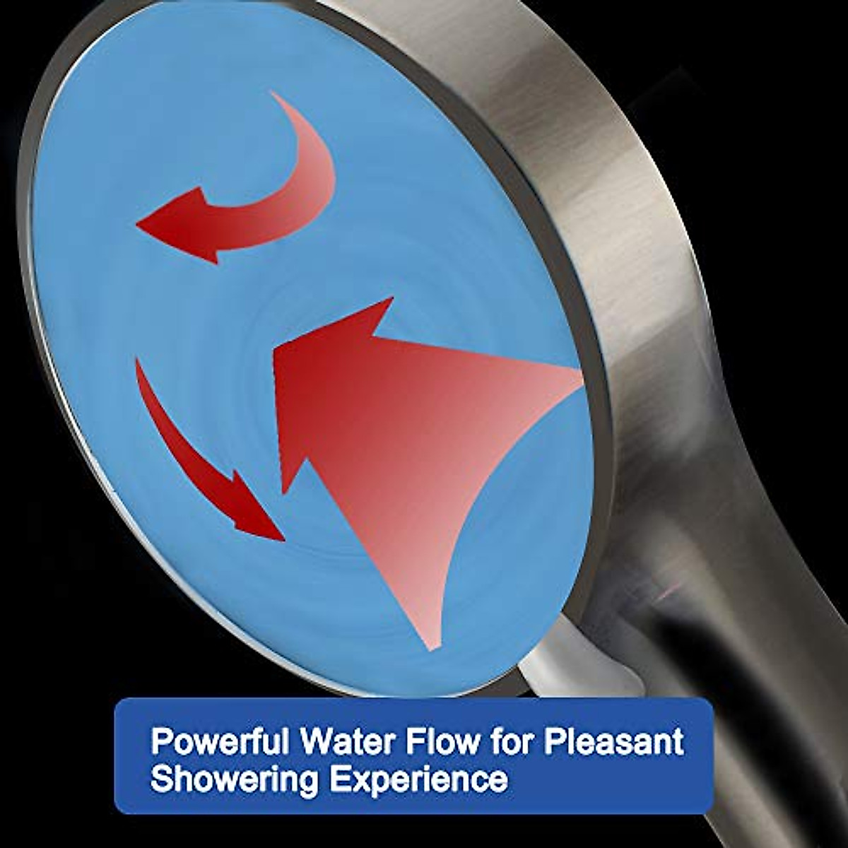 YOO.MEE High Pressure Handheld Shower Head with Powerful Shower Spray against Low Pressure Water Supply Pipeline, Multi-functions, w/ 79'' Hose, Bracket, Flow Regulator, Brushed Nickel Finish