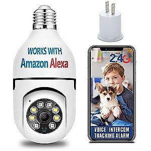 OwLUCK Security Camera Light Bulb Outdoor,Light 2.4 ghz&5 ghz Outdoor Wireless WiFi 360°Indoor Socket Cameras HD/Night Vision Lightbulb
