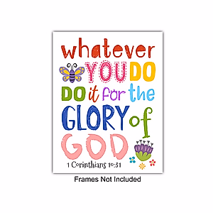 Religious Wall Art - Bible Verse Wall Decor - Christian Wall Decor - Scripture Wall Art - Psalms, Proverbs - God Wall Decor - Spiritual Inspirational Christian Gifts for Women - Girls Bedroom Decor