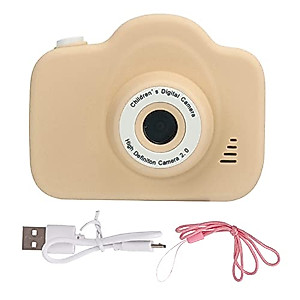 070 Camera Cartoon Child Camera Portable Cartoon Child Camera Kids Gift High Pixel One Key Video Recording Kids Mini Camera Gift for Kid Camera (Light Yellow)